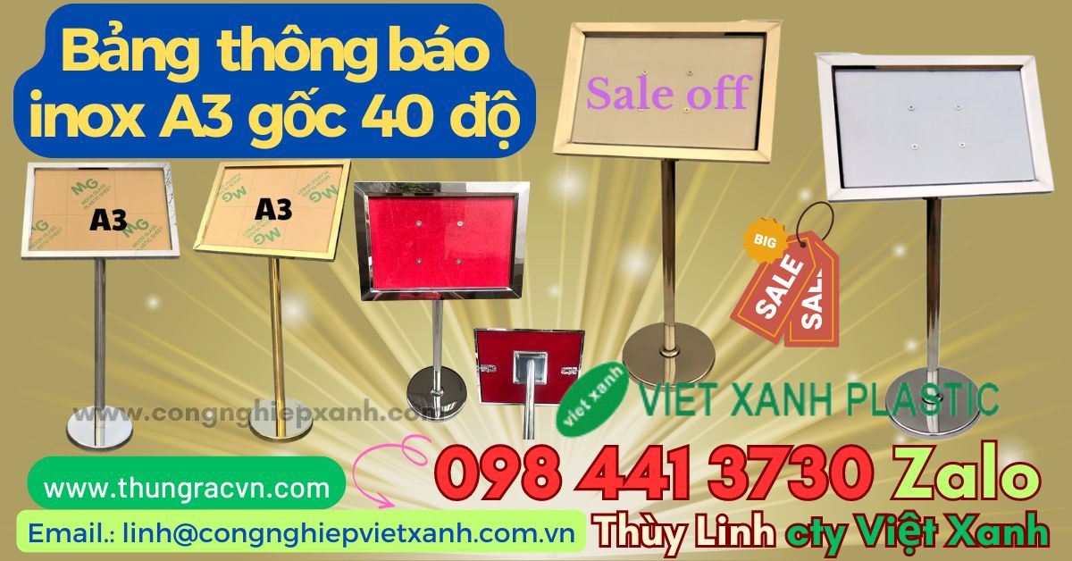 Bảng thông báo a3 inox nghiêng gốc 40 độ – Việt Xanh Công Nghiệp