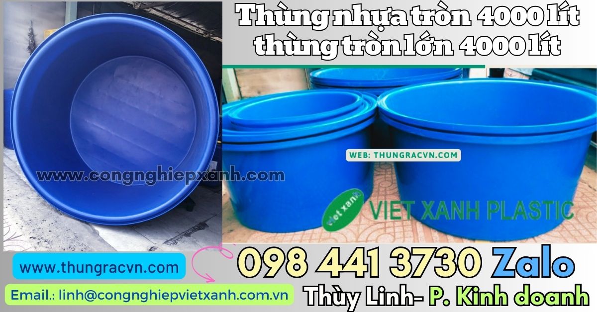 Thùng tròn lớn 4000 lít – thùng nhựa tròn 4000 lít –thùng tròn nuôi cá ...